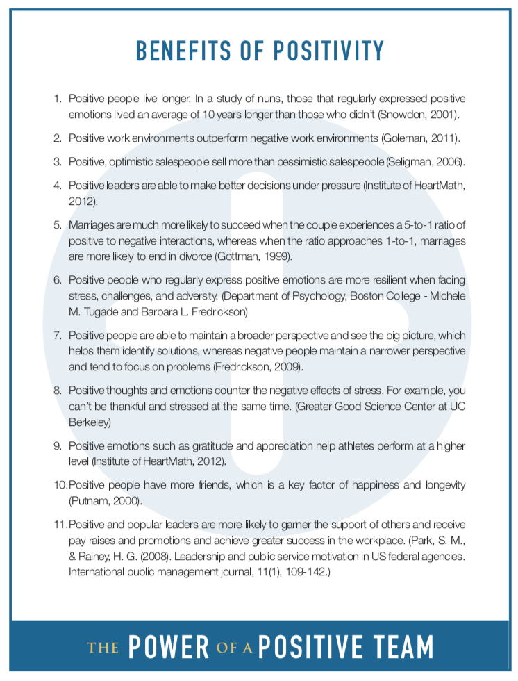 Resources - The Power of a Positive Team |The Power of a Positive Team